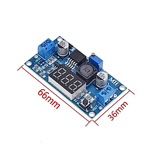 QEBIDUM 2 Pack LM2596 Buck Converter, Switching Regulator Module DC to DC Voltage Step Down Synchronous Adjustable 36V 24V to 12V 5V DIY LM2596S Power Supply Stabilizer Circuit with LED Display