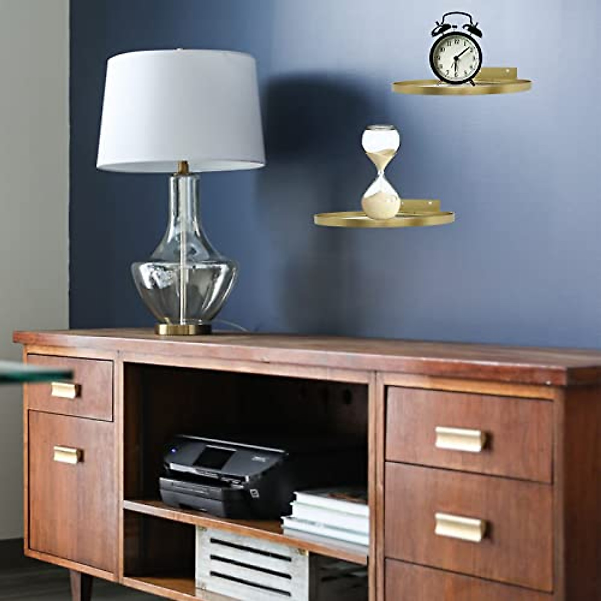 Cityelf Floating Shelves Wall Mounted Gold Wall Decor Iron Glass Hanging Shelf Home Decor Set of 3 Display Ledge Shelves for Living Room Bedroom Office-Gold