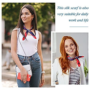 Xtinmee 12 Pack Nautical Square Scarf Red White and Blue Scarf Imitated Silk Sailor Neck Scarf for Women Ladies Stewardess, Classic Style