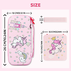 FANPL Carrying Case for Nintendo Switch & OLED Mode, Pink Cute Unicorn Travel Hard Protectiv Cover for Switch with Games Case