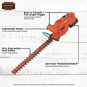 beyond by BLACK+DECKER 20V MAX Hedge Trimmer Kit, 18-Inch (LHT218D1AEV) , Orange