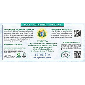 Auromere Ayurvedic Herbal Toothpaste, Classic Licorice Flavour - Vegan, Natural, Non GMO, Fluoride Free, Gluten Free, with Neem & Peelu (4.16 oz), 2 Pack