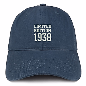 Trendy Apparel Shop Limited Edition 1938 Embroidered Birthday Gift Brushed Cotton Cap - Navy