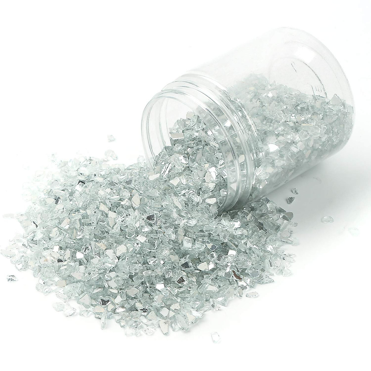 Alan Stone High Luster Reflective Fire Glass Gravel,Fire Gems,Fire Drops,Fire Glass Pebbles Stones Beads Chips for Fire Pit Fish Tank Aquarium Garden,3-6mm 305g/0.67lb (Mirror)