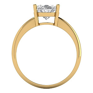 Clara Pucci 2.5ct Oval Cut Solitaire Genuine Moissanite Wedding Bridal Designer Anniversary Engagement Ring in 14k Yellow Gold for Women