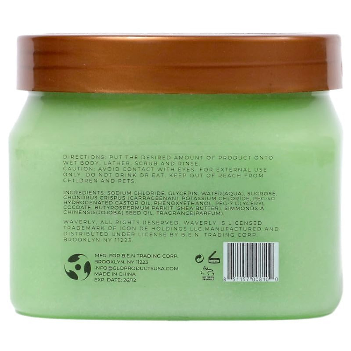 Waverly Eucalyptus- Shea Butter Body Scrub - Gentle Sugar Exfoliant Deeply Nourishes and Softens Skin with Natural Oils
