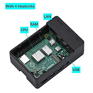 iUniker Raspberry Pi 4 Fan ABS Case with Cooling Fan, Heatsink, Simple Removable Top Cover for Pi 4 Model B/ 4B