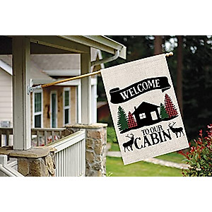 Cabin House Decor Welcome To Our Cabin Garden Flag Cabin Decor Housewarming Gift (Welcome To Our Cabin)