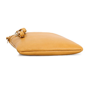 Solene Women's Faux Leather Organizer Multi Zipper Pockets Handbag With Detachable Wristlet Crossbody Bag-WU002(Mustard)