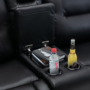 KAZIO Manual Leather Recliner Sofa Set, Living Room Furniture Set,Leather Sofa Set and Recliner Couch for Home/Office