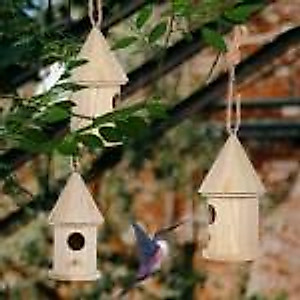 Bird Houses for Outside Hanging, 3pcs Natural Wooden Hummingbird Bird Houses for Outside for Nesting, Garden Patio Decorative for Swallow Sparrow Hummingbird Finch Throstl