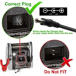 T POWER 15V Charger for Dewalt DXAEPS14 1400 Peak Amp Potek Kinverch Car1500 Peak 750 JS86-UL, JS87-UL, JS88-UL & All Xantrex Sears Diehard 1150 950 Jump Starter Ac Dc Adapter Power Supply