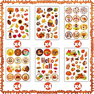 MISS FANTASY Fall Stickers Hello Fall Stickers for Kids Autumn Bulk Thanksgiving Pumpkin Stickers Maple Leaves Stickers for Cards/Envelopes/Gift Autumn Stickers for Fall Thanksgiving Party Supplies