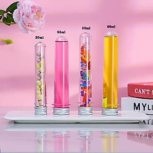 LABALPHA 16Pcs PET Plastic Test Tubes with Screw Caps for Candy Storage, Party, Bath Salt Vials, 24x138mm (30ml), Include a Test Tube Brush and Sticker Label