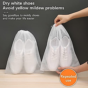 C-LARSS 10Pcs Transparent Shoe Bags for Travel Large Clear Shoes Organizers Storage Pouch with Rope for Men and Women M