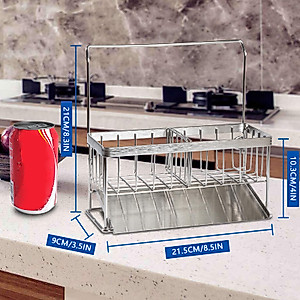 DorineRack Sponge Holder for Kitchen Sink,Stainless Steel Kitchen Sink Organizer, Rag Soap Brush Storage Rack, Sink Sponge Non-Slip Storage Rack Kitchen Bathroom Sink Essentials&Accessories