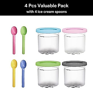 ChooKaChoo Containers Replacement for Ninja Creami Pints and Lids, Compatible with NC301 NC300 NC299 Series Ice Cream Maker, Leak-proof Lids, BPA Free, Dishwasher Safe