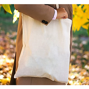 BANNER BUZZ MAKE IT VISIBLE BannerBuzz Canvas Tote Bag Made of 100% Biodegradable Canvas Material (15.5" X 18.5", Off White)