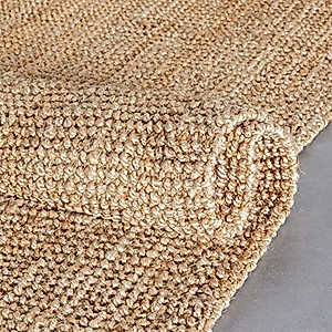 Well Woven Lani Boucle Hand-Woven Jute Farmhouse Solid Pattern Natural Chuncky-Textured 8' x 10' Area Rug
