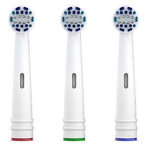 Amazon Brand - Solimo Total Power Replacement Brush Heads, 3 Count, White (Fits Most Oral-B Electric Toothbrushes)