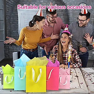 MUMULULU 6 Pack Gift Bags Assorted Sizes Colorful Paper Gift Wrap Bags with Handle and Tissue Paper for Birthday Party Baby Shower Wedding Holiday Presents (3 Small 6", 3 Medium 9")