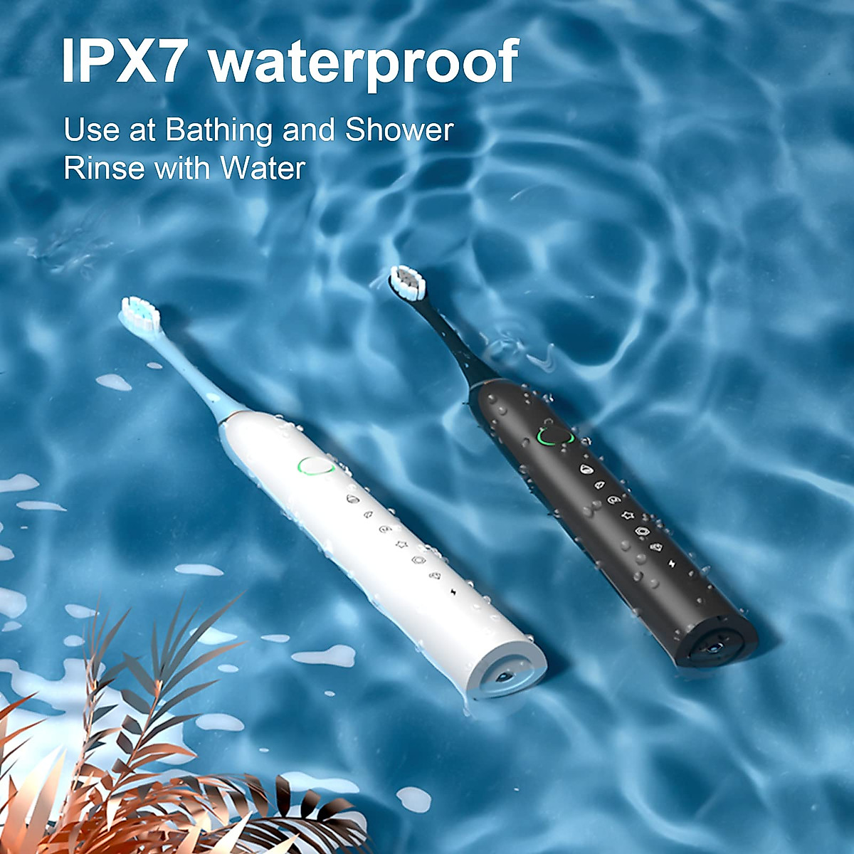 2 Pack Sonic Electric Toothbrush for Adults and Kids, Rechargeable Electric Toothbrushe with 8 Brush Heads, 6 Modes, 2 Minutes Smart Timer, 4 Hours Fast Charge for 45 Days(White-Black)