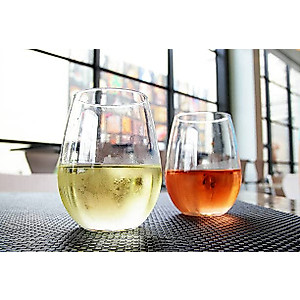 AMZ Empire Modern Stemless Wine Drinking Glasses 11.75 oz/Set of 6 With Coasters and Pourer