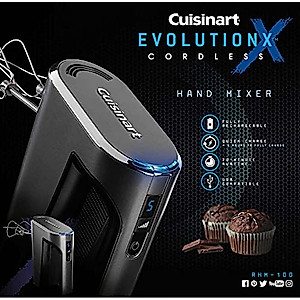 Cuisinart Electric Hand Blender & Mixer, EvolutionX Cordless Hand Mixer, 5 Speeds, Gray/Black, RHM-100