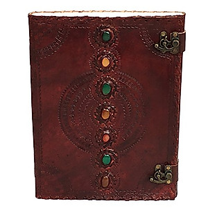 Leather Journal Book Seven Chakra Medieval Stone Embossed Handmade Book of Shadows Notebook Office Diary College Book Poetry Book Sketch Book 10 x 13 Inches