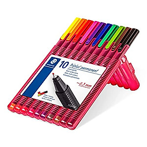 Staedtler 10 Triplus Permanent Multi-surface Pens