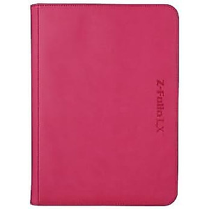 BCW Z-Folio LX Zipper Portfolio - Premium Pink Leatherette 12-Pocket Playset Album - Secure Zipper - 480 Card Capacity - Card Collector's Dream - Card Organizer - Trading Card Storage