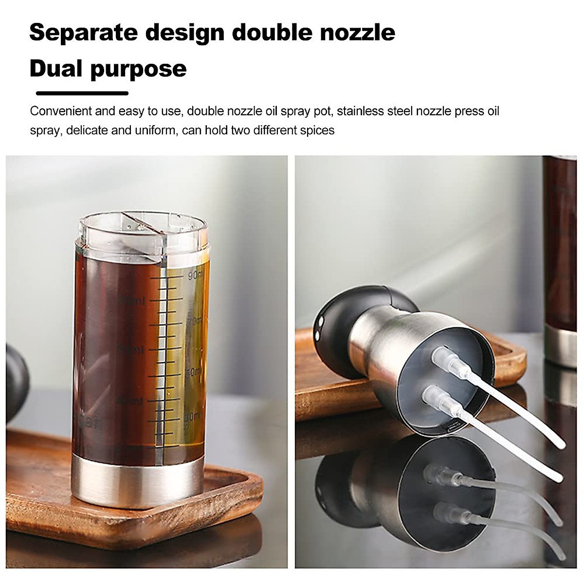 Xiaokeis Oil Sprayer for Cooking, 90ml Spray Bottles Kitchen Gadgets for Cooking Bottle 2 Compartment Home Kitchen for Kitchen, Salad, Baking, Frying(size:1 pcs)