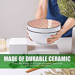 Farielyn-X 8.3" Large Salad Soup Ramen Bowls, 68 OZ Super Stackable Round Fine Porcelain Cereal Pasta Serving Bowl Sets, 2 Pack - Microwavable Ceramic Bowls - Heat and Cold Resistant Porcelain