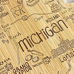 Totally Bamboo Destination Michigan State Shaped Serving and Cutting Board, Includes Hang Tie for Wall Display