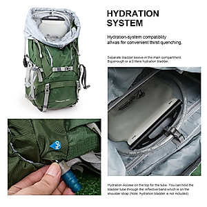 MOUNTAINTOP 70L Internal Frame Backpack Camping Backpacking Hiking Backpack for Men Women with Rain Cover,Dark Green