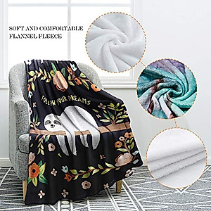 Jekeno Sloth Print Throw Blanket Smooth and Soft Blanket Kid Baby for Sofa Chair Bed Office Travelling Camping 50"x60"