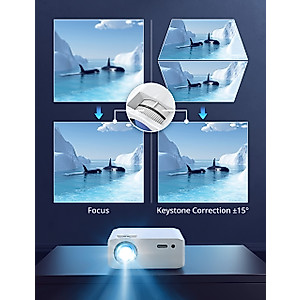 Projector 4K with WiFi and Bluetooth Supported, MiTecHPro 450 ANSI Portable Movie Projector, with Zoom Function and Timer Shutdown, FHD 1080P Outdoor Projector for HDMI/USB/Laptop/iOS & Android Phone