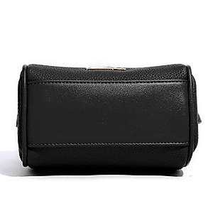 Like Dreams Women's Everyday Fashionable Micro Mini Barrel Vegan Leather Crossbody Handbag (Black)
