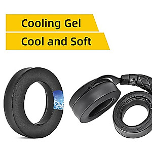 Rummyluck Cooling Gel Ear Cushions Earpads for Corsair HS70 Pro/HS60 Pro/HS50 Pro Wireless Gaming Headset, Black Protein Leather Memory Foam Replacement HS70 Ear Pads Cups Covers