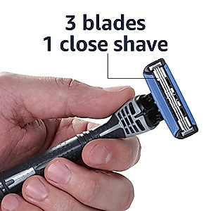 Amazon Basics 3-Blade Disposable Razors for Men, 6 Count (2 Packs of 3), Black (Previously Solimo)