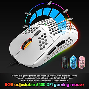 K65 Pro 60% Gaming Keyboard,Mouse Combo Small Mini RGB Backlight Mechanical Keyboard and Ultralight Honeycomb Optical Mouse and Mouse Pad Linear Red Switch Anti-Ghosting for Xbox,PS4,PC,Laptop(Blue)