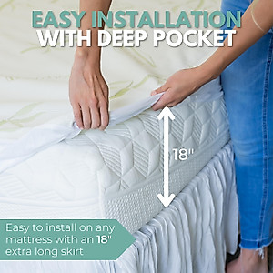 Twin Size | Waterproof Mattress Protector | Hypoallergenic, Cooling Mattress Pad Cover, Fitted Sheet Style up to 18" Deep | 100% Bamboo Viscose | by Rest Line Premium Bedding