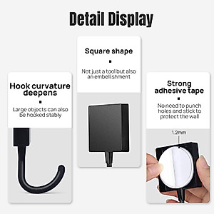 8 Pack Adhesive Hooks, Wall Key Hooks with Strong Adhesive Pad, Plastic Key Holder, Hooks for Hanging for Coat Hooks, Key Hooks, Hat Hooks, Adhesive Wall Hooks for Bedroom Bathroom Kitchen