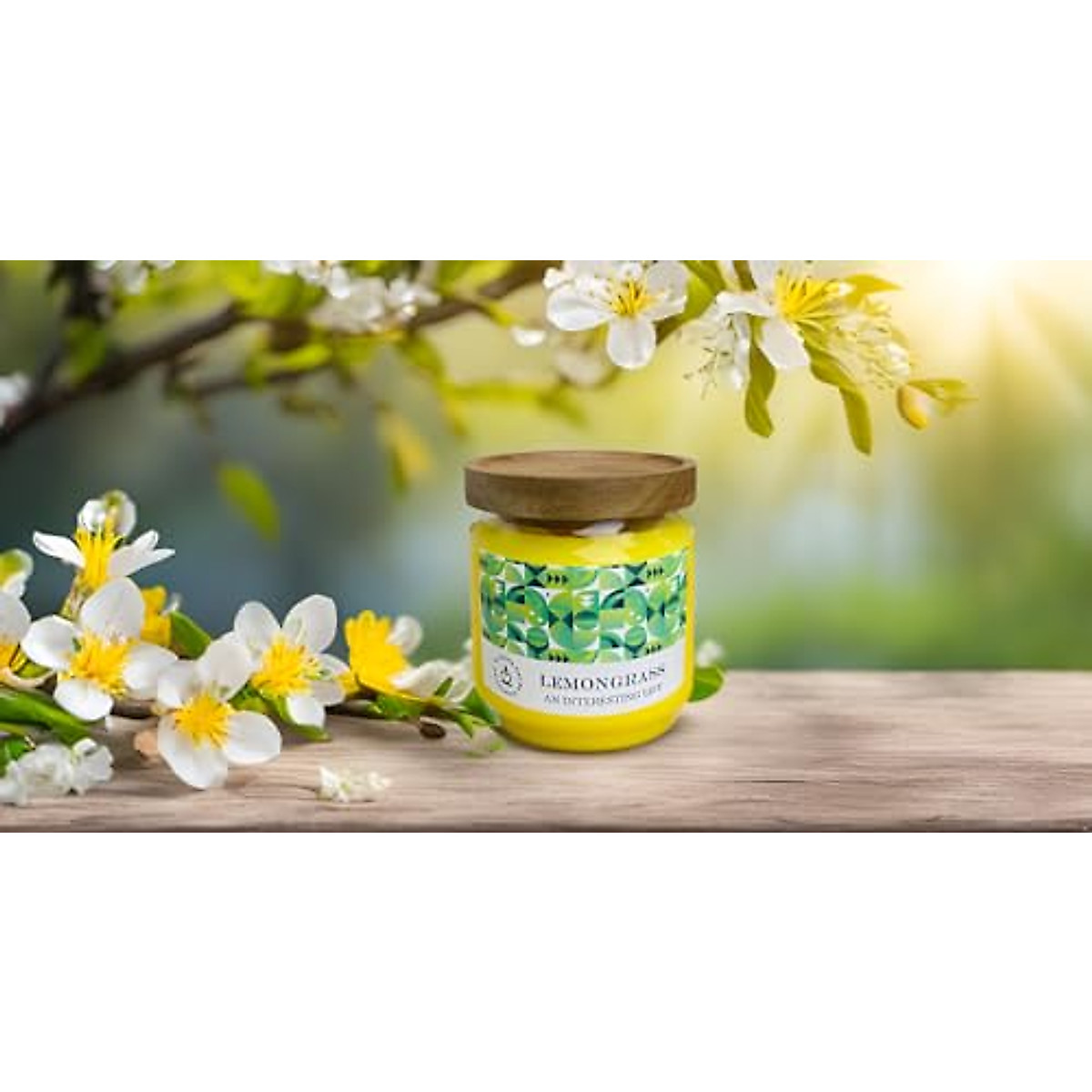 Outdoor Decorative Yellow Large Citronella Candle, 16oz, Glass, Strong Lemongrass Scented Candles, for Patio Decor, Outside Table Decor, Camping Accessories, Beautiful Candle Jars