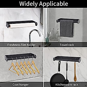 PEDORUBY - Under Cabinet Paper Towel Holder for Kitchen, Wall Mount Paper Roll Holder with Self-Adhesive or Screw Mounting Option, Paper Towel Holder Wall Mount, Pantry or Cabinet Organizer. (Black)