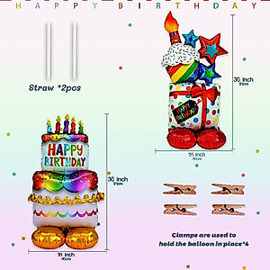 Happy Birthday Balloon Large Size Standing Birthday Balloon，Birthday Party Decorations Supplies Birthday Cake Balloon and Birthday Gift Balloon