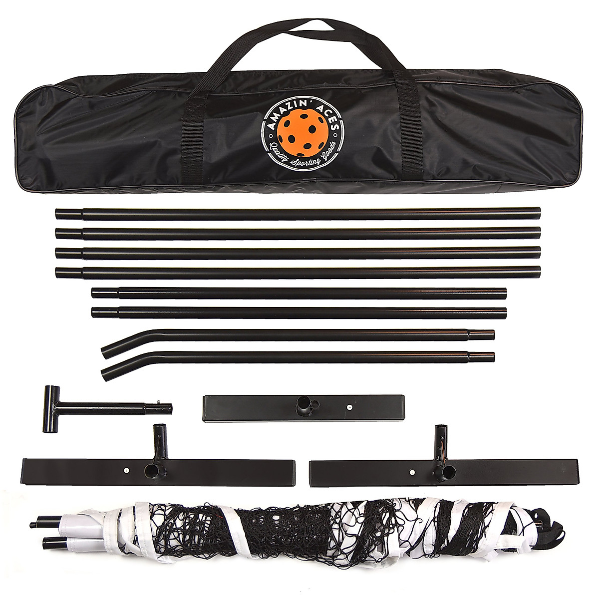 Amazin' Aces Portable Pickleball Net | Premium Net Set Includes Easy-Snap Metal Frame, Tension Strap Net, & Carry Bag for Easy Carry | Regulation Size Pickle Ball Net