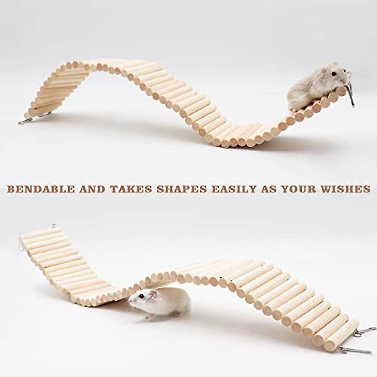 Rat Ladder Bridge, Wooden Hamster Climbing Ladder Toy, Small Animals Cage Accessories for Bird Parrot Hamster Mouse Rat Sugar Glider Hermit Crab Sugar Glider Chinchilla(23.62x3.14 Inches)