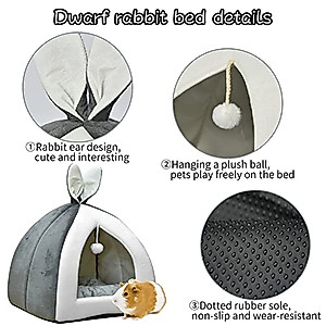 Fhiny Rabbit Bed Cave Cozy Guinea Pig Hideout Cute Bunny Bed Large House Winter Nest Dwarf Rabbit Cage Accessories for Chinchilla Ferret Hedgehog or Other Small Animals