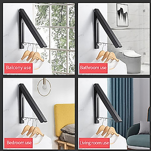 Etiger Wall Stand, Triangle Organizer Bracket, Expandable and Collapsible Hanging Rack, Perfect for Clothes and Towels Ideal for Bathrooms, Dorm Rooms, & Condos(Black)